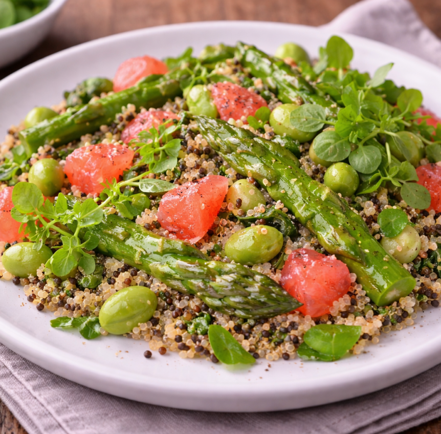 Quinoa sauté aux asperges, fèves et pamplemousse au cookeo - Cookeo Mania