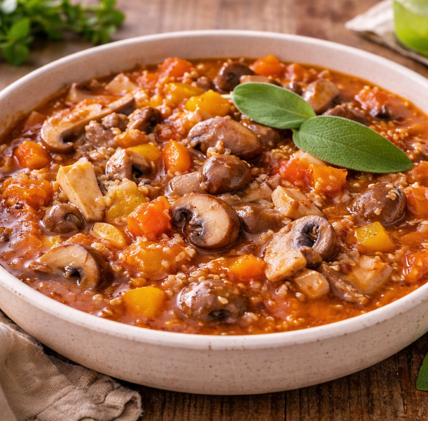 Ragoût rapide de champignons au quinoa et vin rouge au cookeo - Cookeo ...