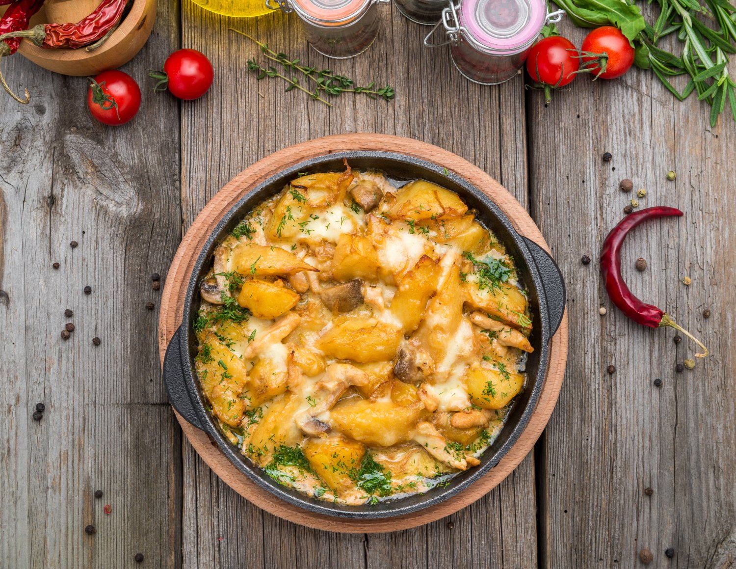 Pommes de Terre, Viande, Bacon, Champignons et Cheddar au cookeo ...